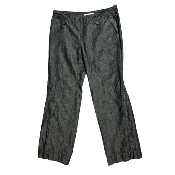 LOFT | Pants & Jumpsuits | Loft Dark Shiny Chambray Linen Blend Wide ...